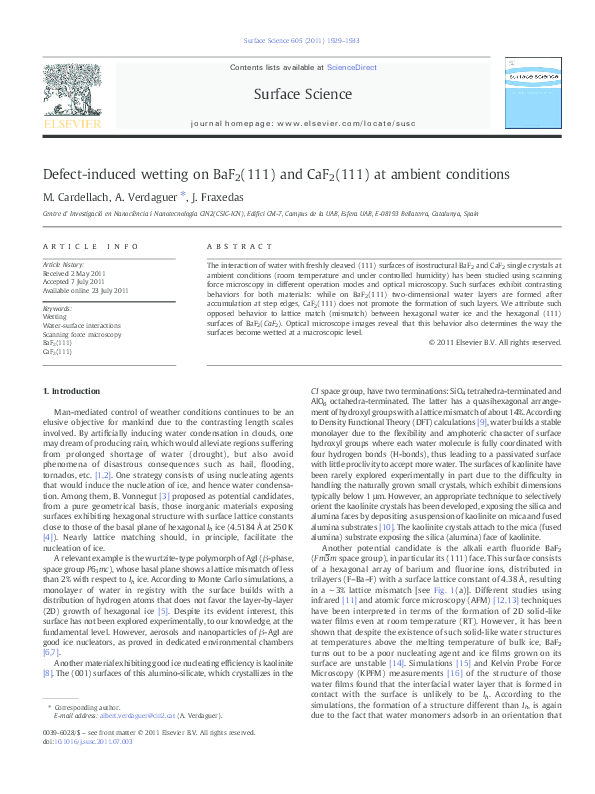 (PDF) Defect-induced wetting on BaF2(111) and CaF2(111) at ambient ...