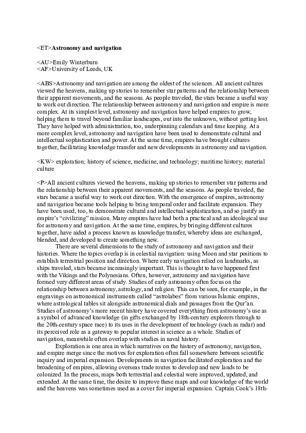(DOC) Astronomy and Navigation in Encyclopaedia of Empire