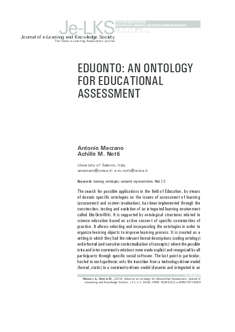 (PDF) Eduonto: An ontology for educational assessment