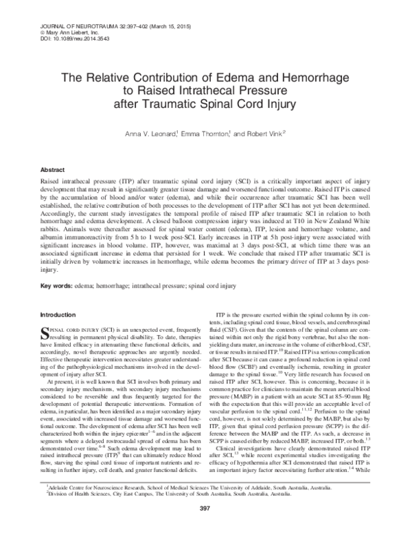(PDF) The Relative Contribution of Edema and Hemorrhage to Raised ...
