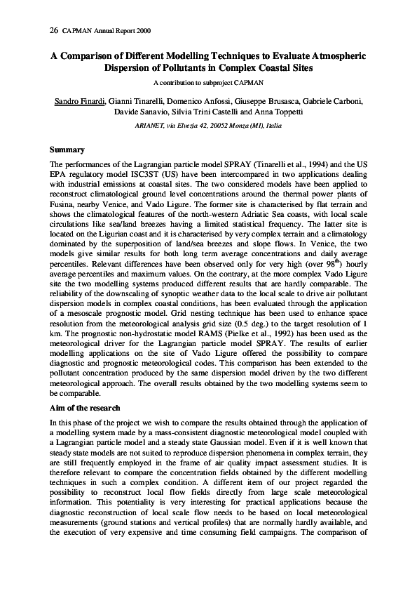 (PDF) A Comparison of Different Modelling Techniques to Evaluate ...