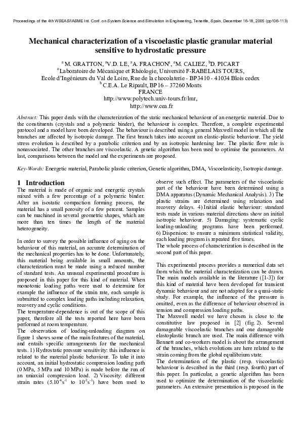 (PDF) Mechanical Characterization of Viscoelastic-Plastic Soft Matter Using Spherical Indentation