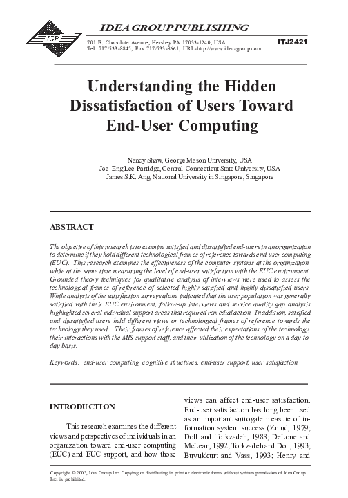 (PDF) Understanding the Hidden Dissatisfaction of Users toward End-User Computing