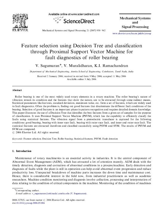 Pdf Feature Selection Using Decision Tree And Classification Through Proximal Support Vector