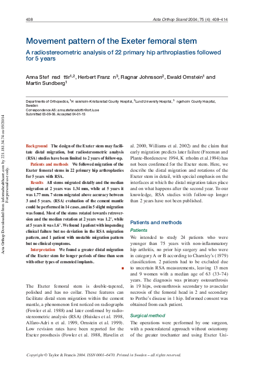 (PDF) EBRA Migration Analysis of a Modular, Distally Fixed Stem in Hip ...