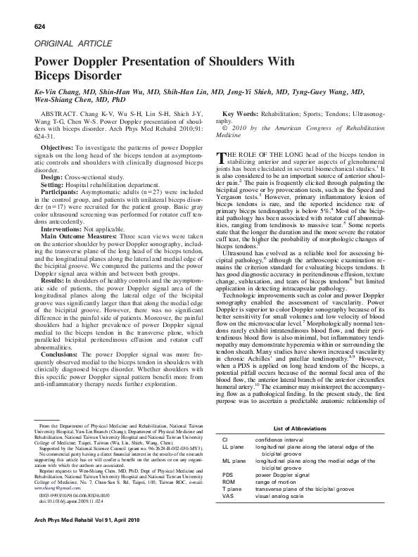 (PDF) Power Doppler Presentation of Shoulders With Biceps Disorder