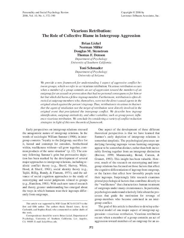 (PDF) Vicarious Retribution: The Role of Collective Blame in Intergroup ...
