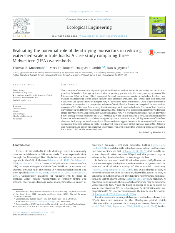 (PDF) Evaluating the potential role of denitrifying bioreactors in ...