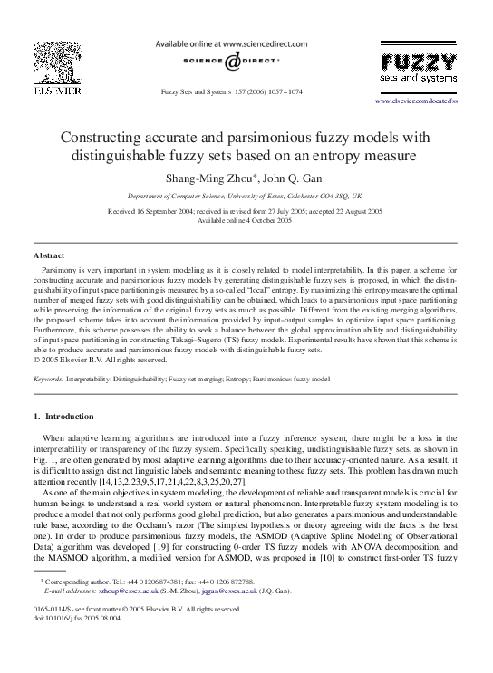 Pdf Constructing Accurate And Parsimonious Fuzzy Models With Distinguishable Fuzzy Sets Based