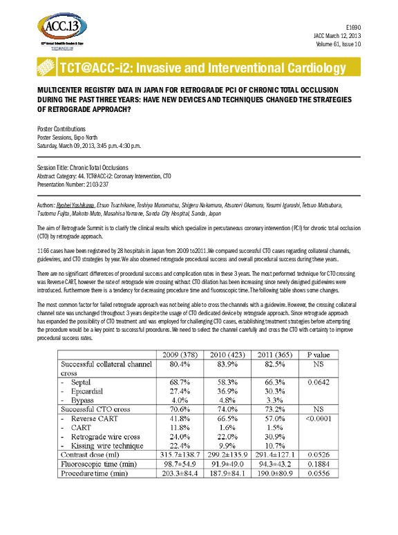 (PDF) Multicenter Registry Data in Japan for Retrograde Pci of Chronic ...