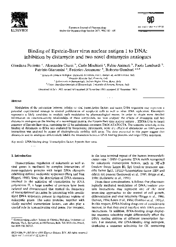 (PDF) Binding of Epstein-Barr virus nuclear antigen 1 to DNA ...
