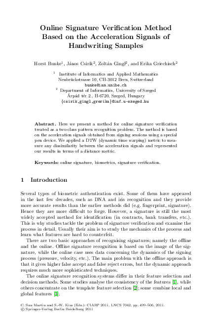 (PDF) Online signature verification method based on the acceleration ...