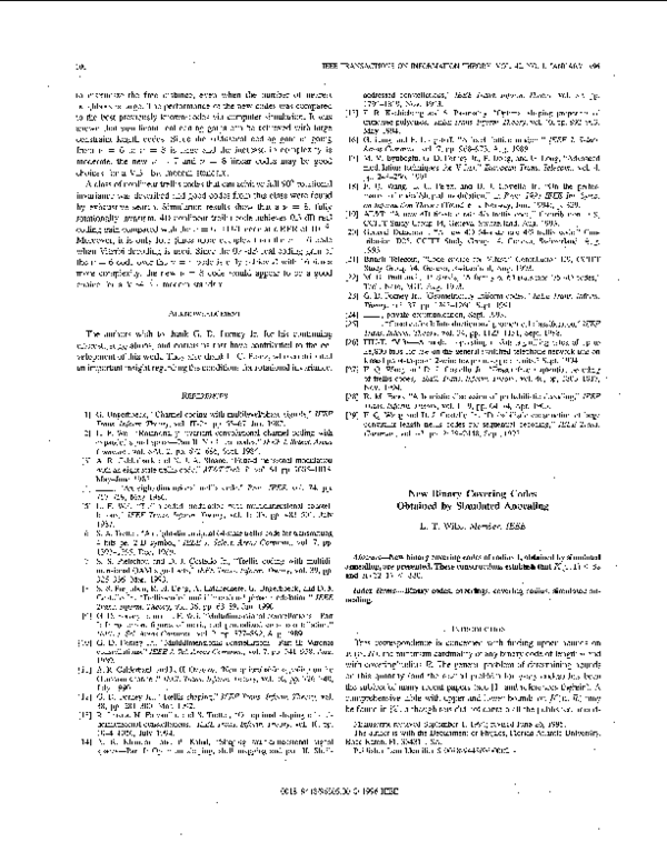 Pdf New Binary Covering Codes Obtained By Simulated Annealing