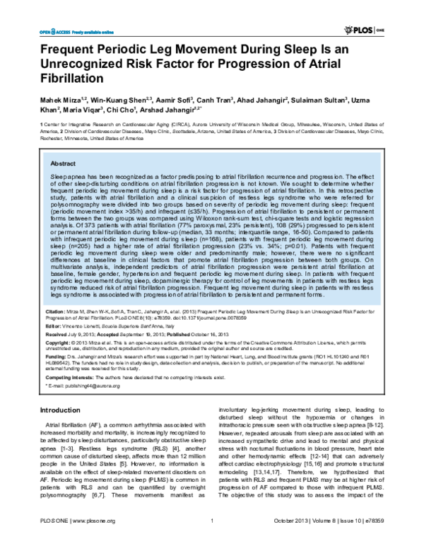(PDF) Frequent Periodic Leg Movement During Sleep Is an Unrecognized ...