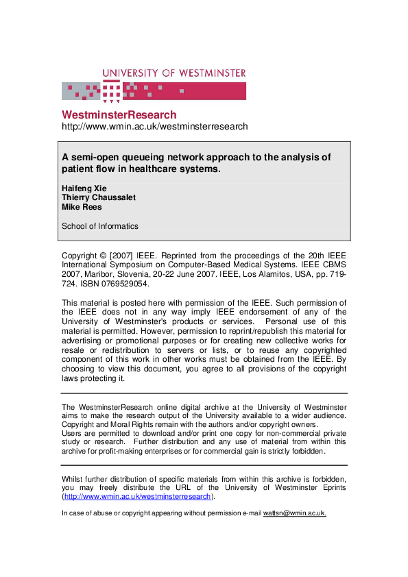 Pdf Modeling Patient Flow In Healthcare Systems