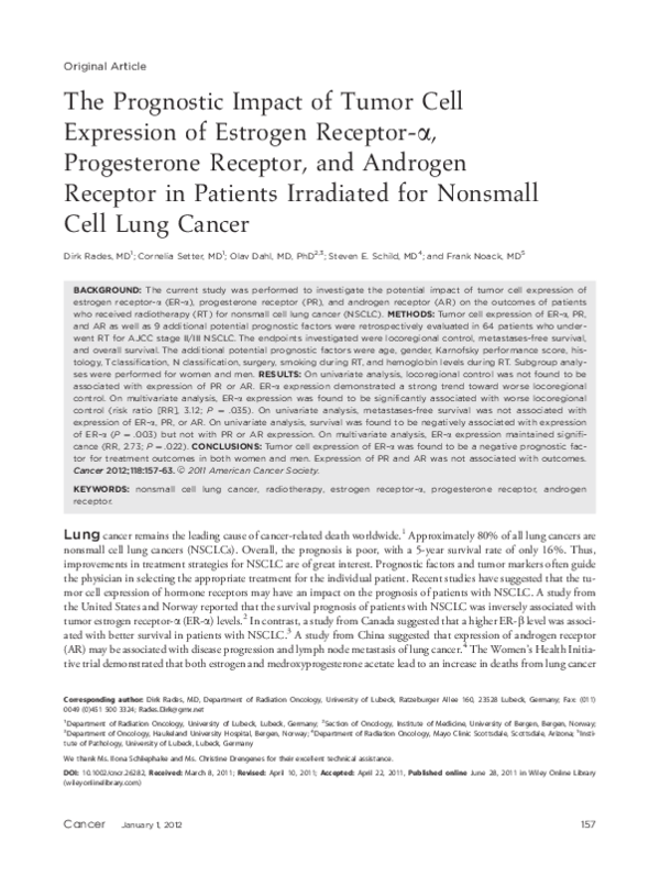(PDF) The prognostic impact of tumor cell expression of estrogen receptor-α, progesterone ...