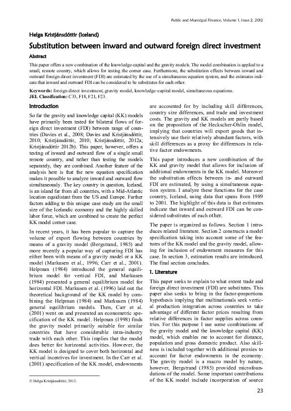 Substitution between inward and outward foreign direct investment