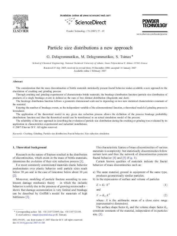 (PDF) Particle size distributions a new approach