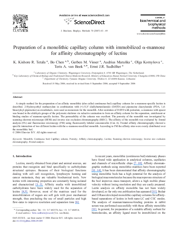 (PDF) Preparation of a monolithic capillary column with immobilized α ...