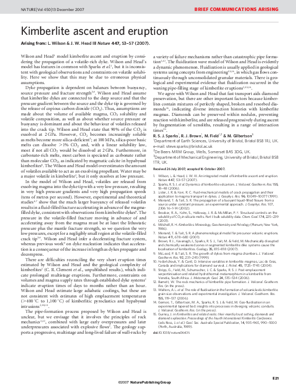 (PDF) Kimberlite ascent and eruption