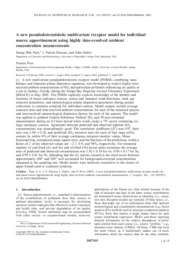 (PDF) A new pseudodeterministic multivariate receptor model for ...