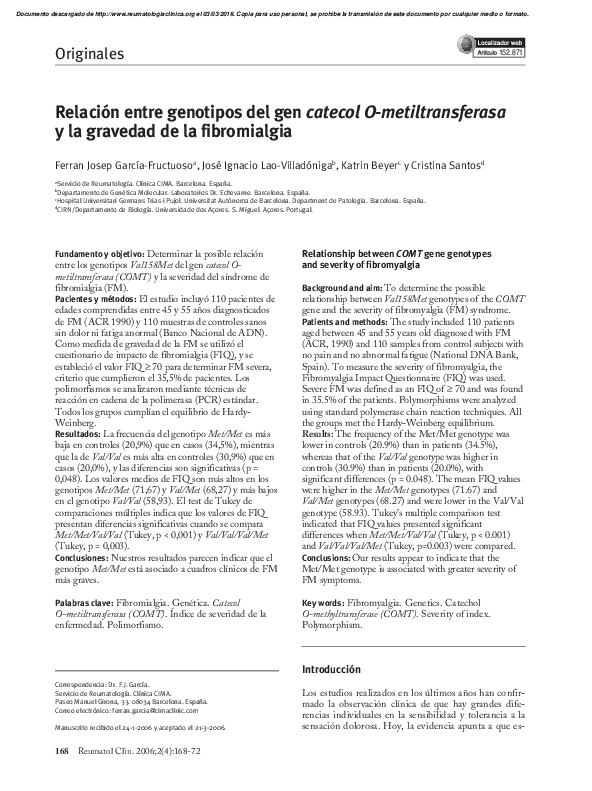 (PDF) Relationship between COMT gene genotypes and severity of ...