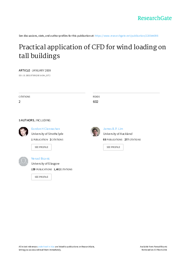 (PDF) Practical application of CFD for wind loading on tall buildings ...