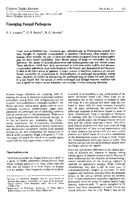 (PDF) Emerging fungal pathogens