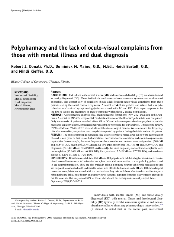 (PDF) Polypharmacy and the lack of oculo-visual complaints from those ...