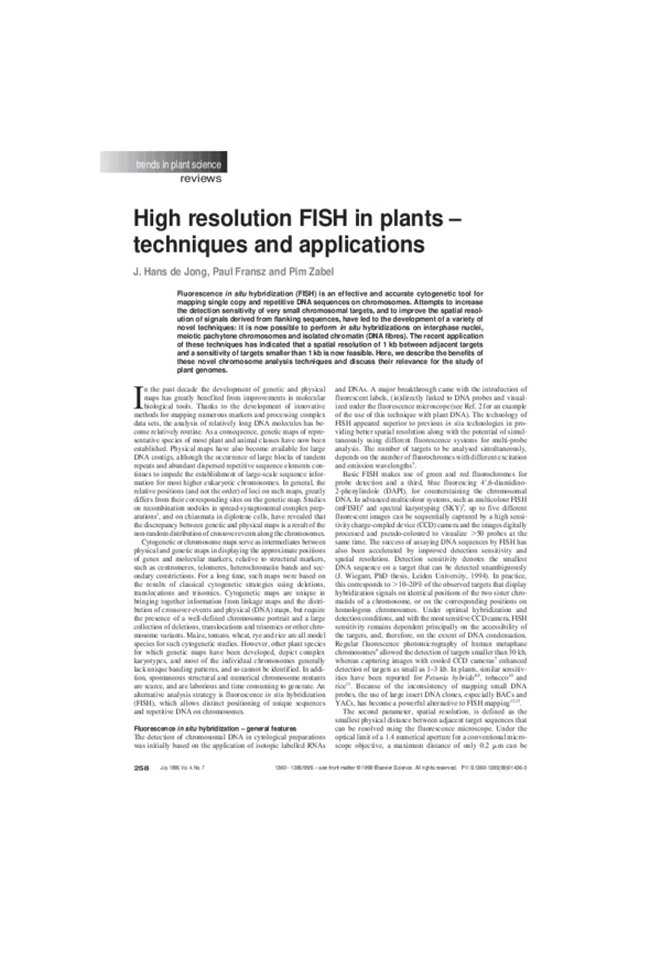 (PDF) High resolution FISH in plants – techniques and applications