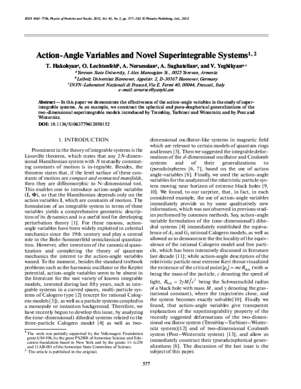 (PDF) Action-angle variables and novel superintegrable systems