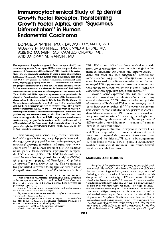 (PDF) Immunocytochemical study of epidermal growth factor receptor, transforming growth factor ...