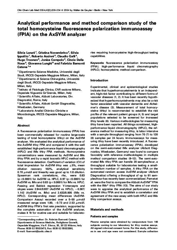 (PDF) Analytical performance and method comparison study of the total ...