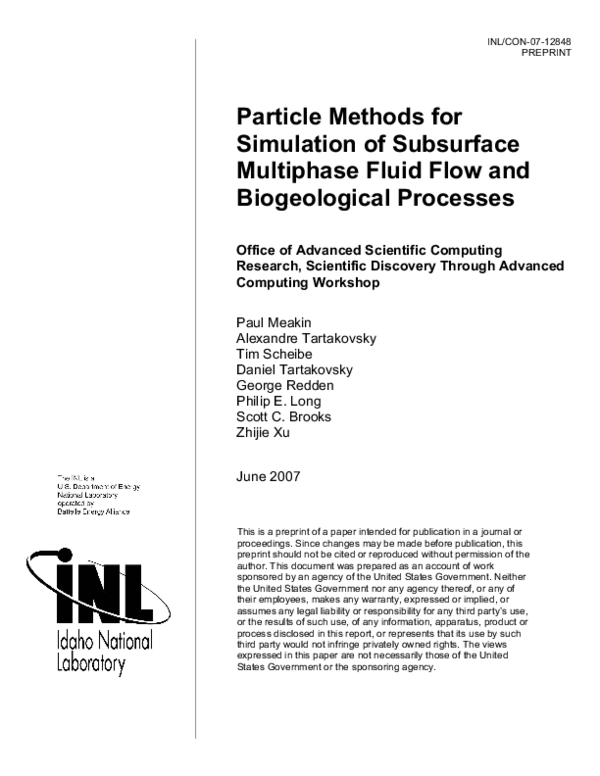 (PDF) Advances in Particle Methods for Subsurface Fluid Flow Simulation