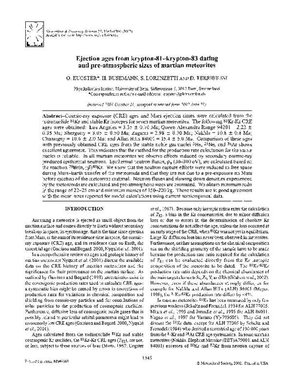 (PDF) Ejection ages from krypton-81-krypton-83 dating and pre ...