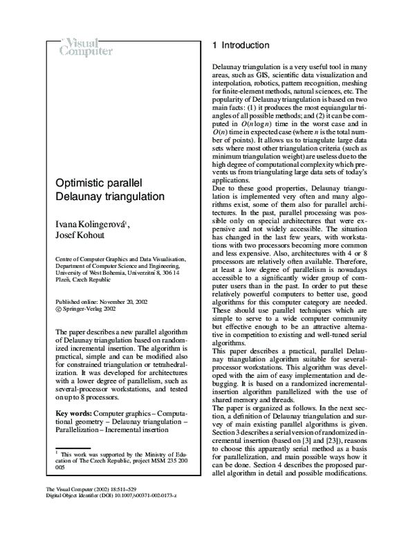 Pdf Optimistic Parallel Delaunay Triangulation