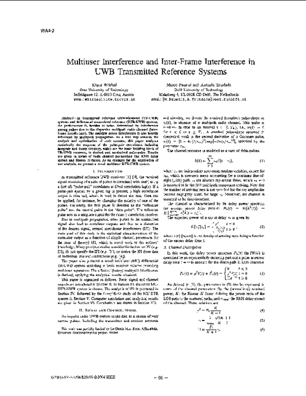 Pdf Multiuser Interference And Inter Frame Interference In Uwb