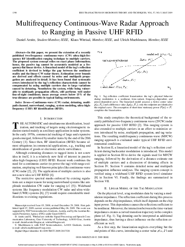 (PDF) Multifrequency Continuous-Wave Radar Approach to Ranging in ...