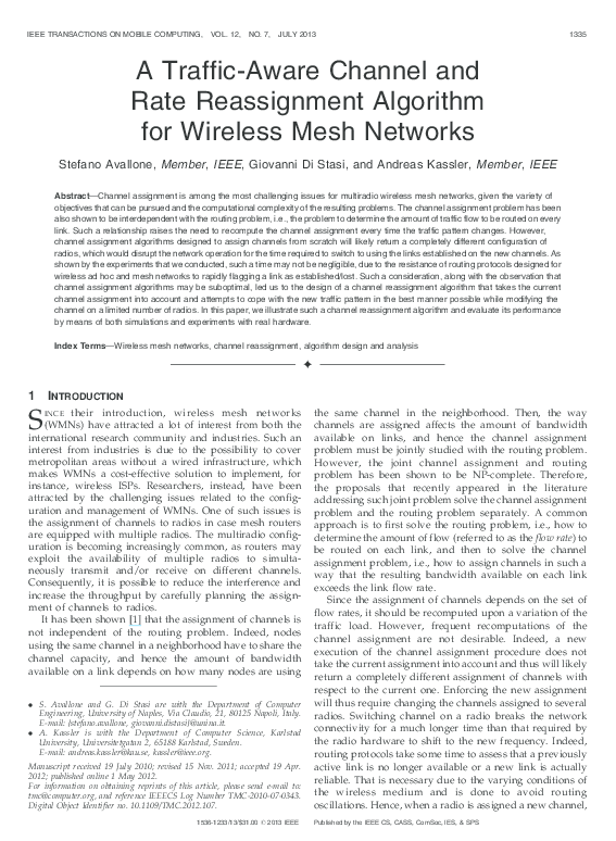 (PDF) A Traffic-Aware Channel and Rate Reassignment Algorithm for Wireless Mesh Networks