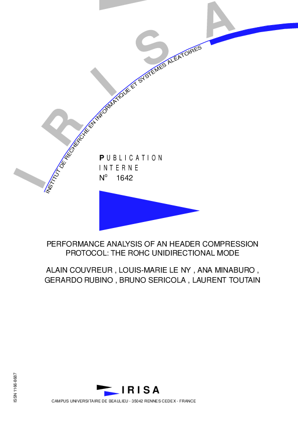(PDF) Performance Analysis of a Header Compression Protocol: The ROHC Unidirectional Mode