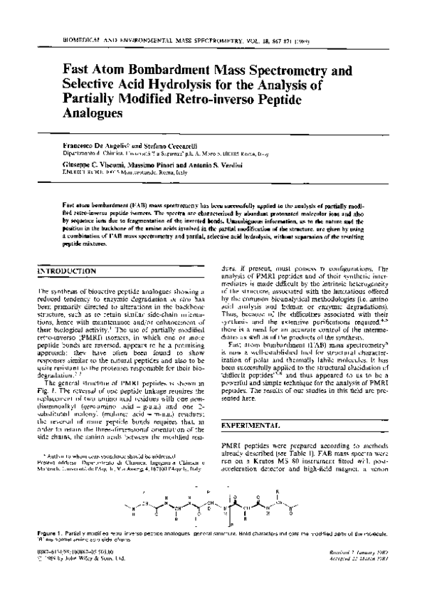 (PDF) Fast atom bombardment mass spectrometry and selective acid ...
