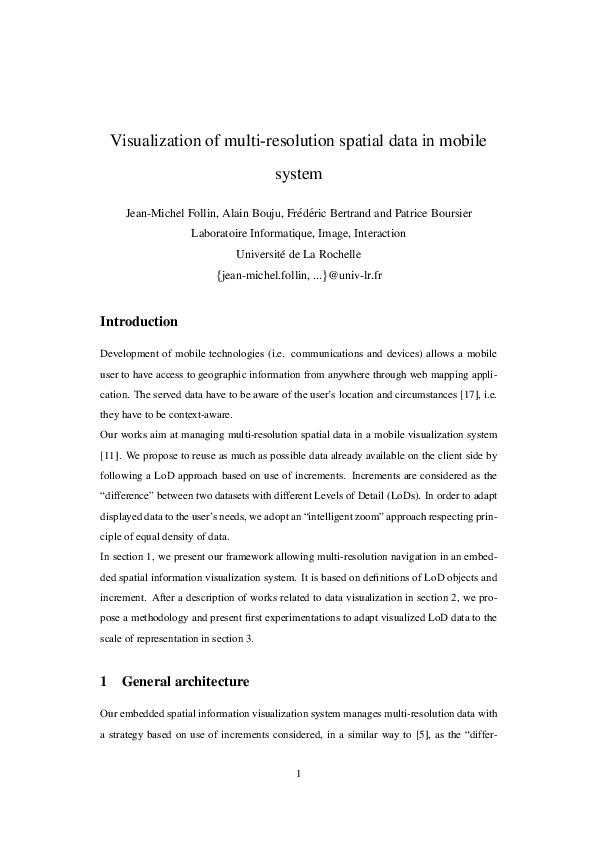 (PDF) Visualization of multi-resolution spatial data in mobile system