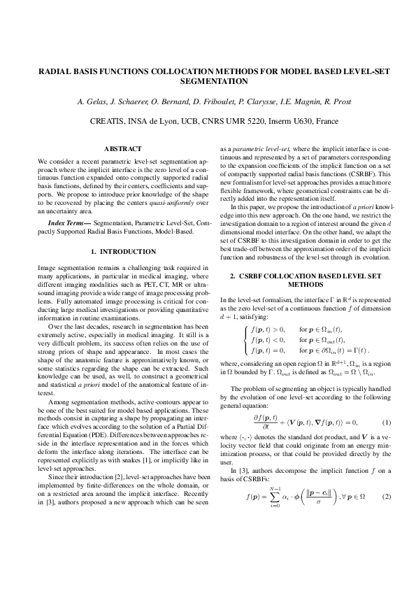 Pdf Radial Basis Functions Collocation Methods For Model Based Level Set Segmentation