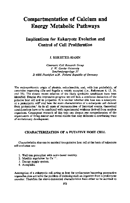 (PDF) Compartmentation of Calcium and Energy Metabolic Pathways
