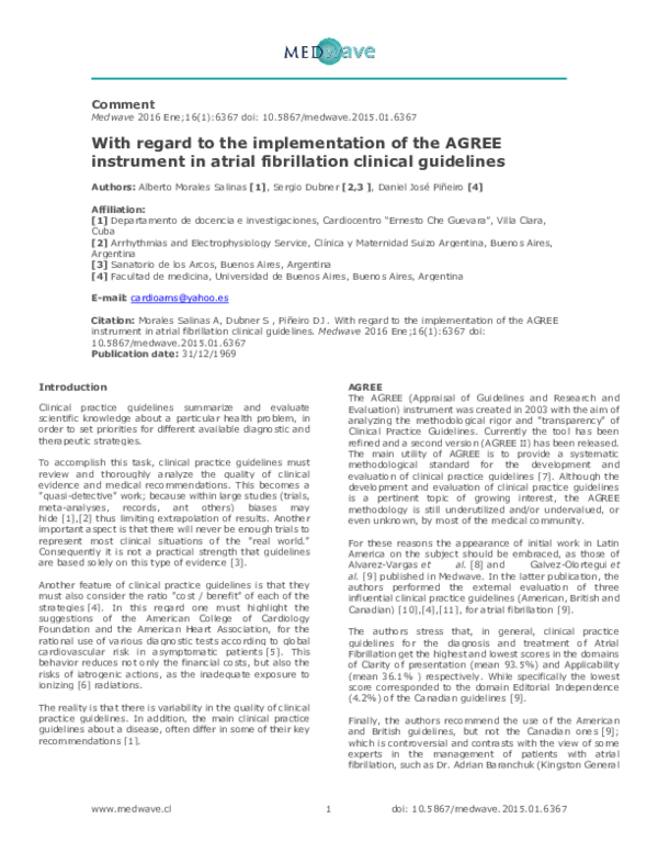(PDF) With regard to the implementation of the AGREE instrument in ...