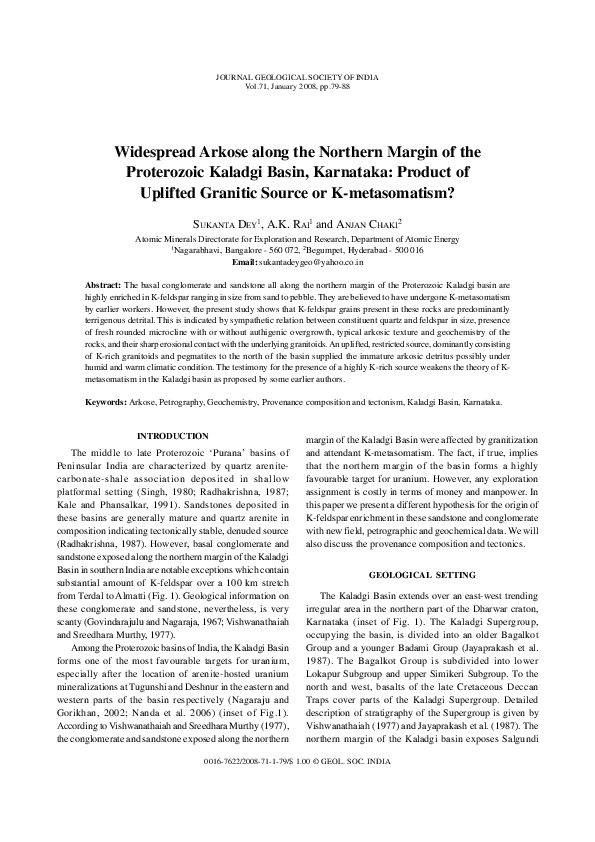 (PDF) Widespread Arkose along the Northern Margin of the Proterozoic ...