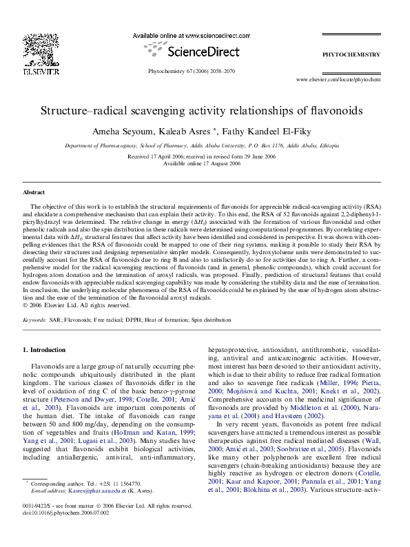 (PDF) Structure-Radical Scavenging Activity Relationships of Flavonoids