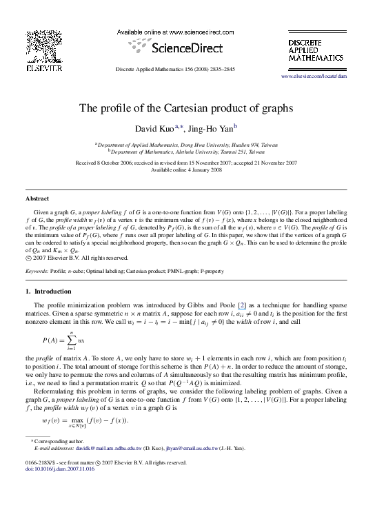 (PDF) The profile of the Cartesian product of graphs