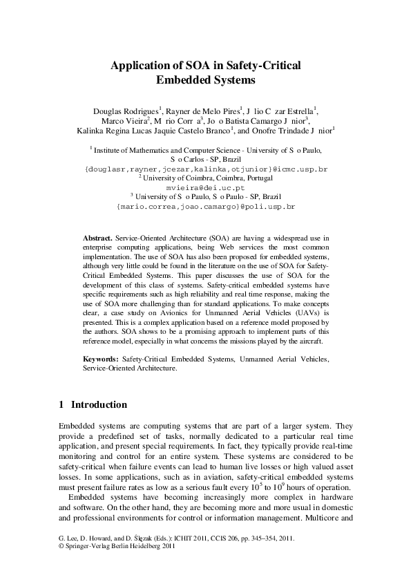 Pdf Application Of Soa In Safety Critical Embedded Systems