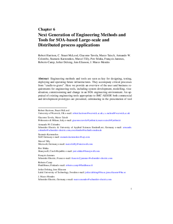 Pdf Next Generation Of Engineering Methods And Tools For Soa Based Large Scale And Distributed